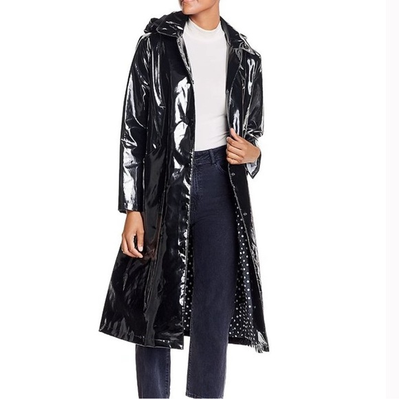 Jane Post | Jackets & Coats | Jane Post Black Patent Long Snap Slicker ...